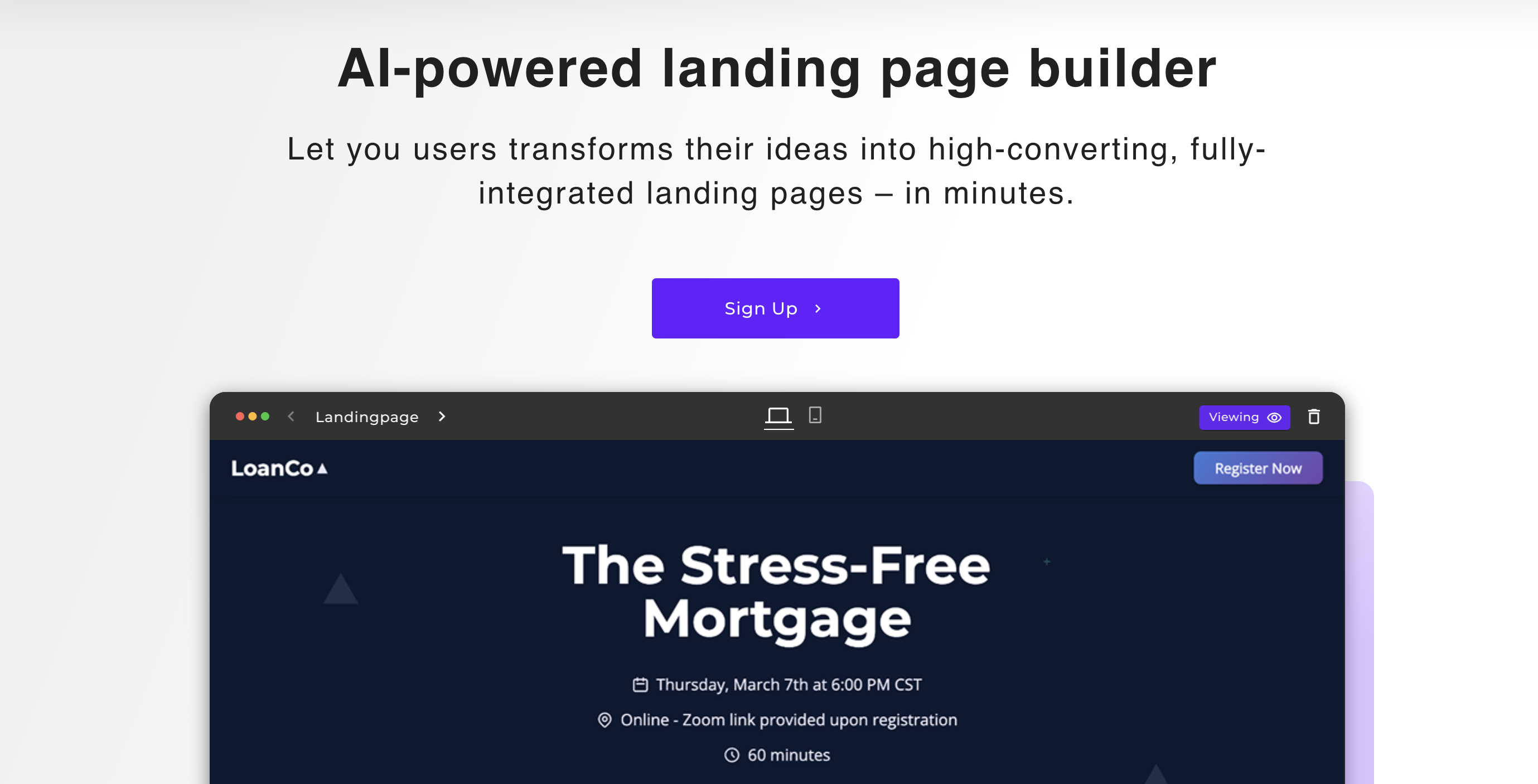 Storm - AI landing page builder